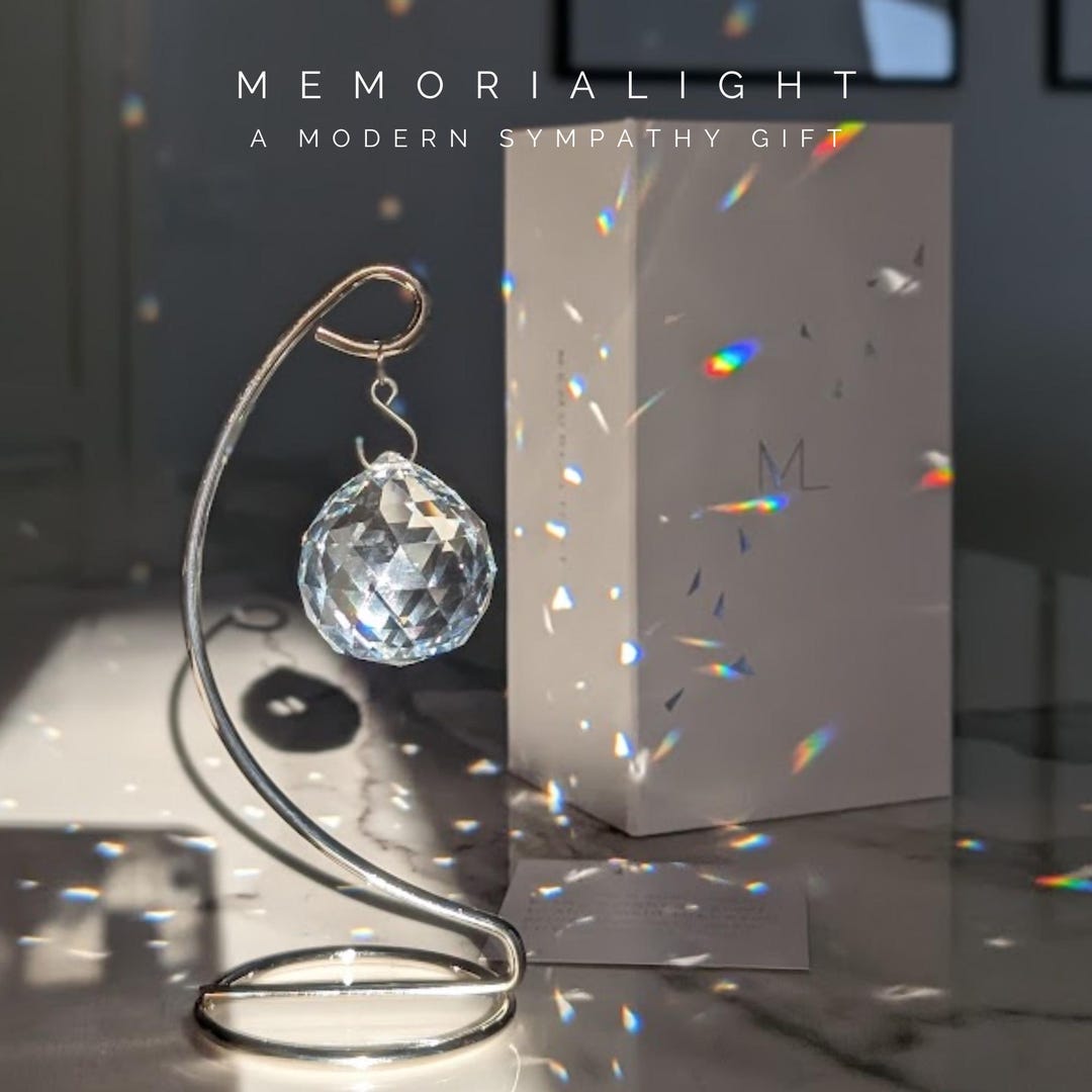 Tabletop Memorialight Crystal W/stand- Sympathy Grief Gift Rainbow ...