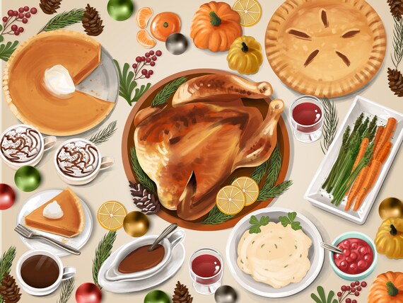 Thanksgiving Dinner Table Clip Art
