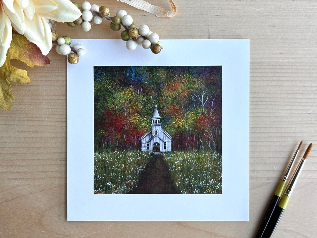 Church in Color Art Print 6x6 Inch Thick Matter Paper - Etsy
