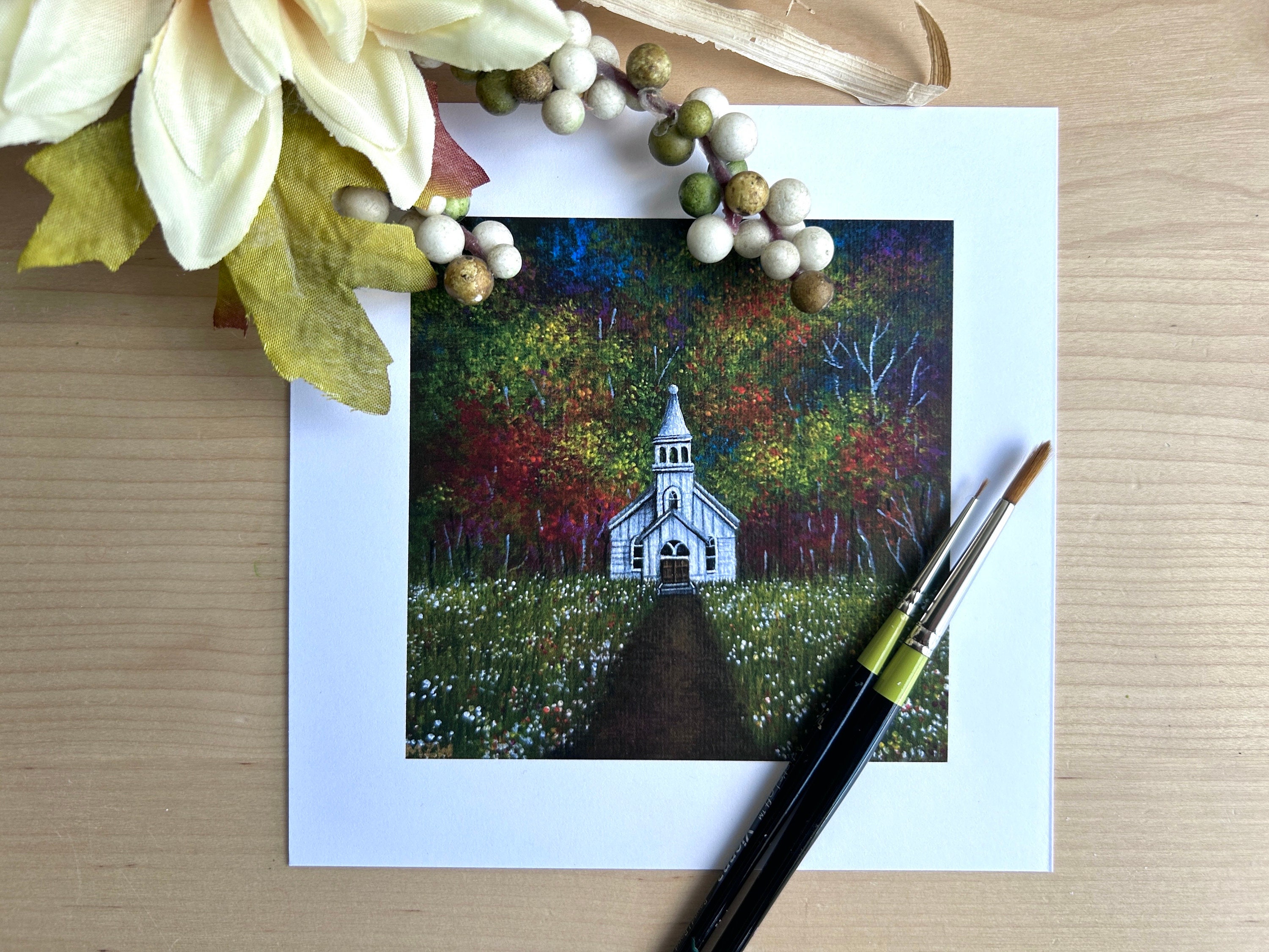 Church in Color Art Print 6x6 Inch Thick Matter Paper - Etsy