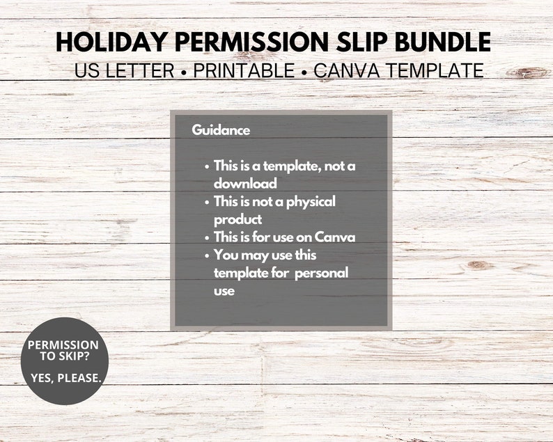 Holiday Christmas Permission Slip Self-care Canva - Etsy