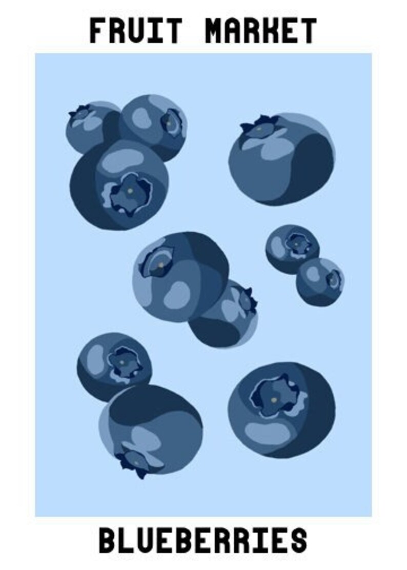 Blueberries Fruit Market Fruit Vegetable Digital Print / Printable ...