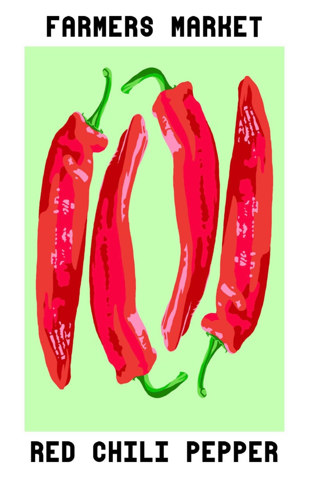 Red Chili Pepper Farmers Market Fruit Vegetable Digital Print ...