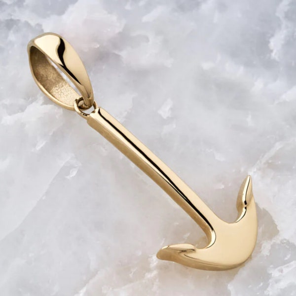 Gold Anchor Pendant - Etsy