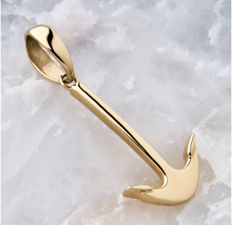 18k Gold Anchor Pendant - Etsy