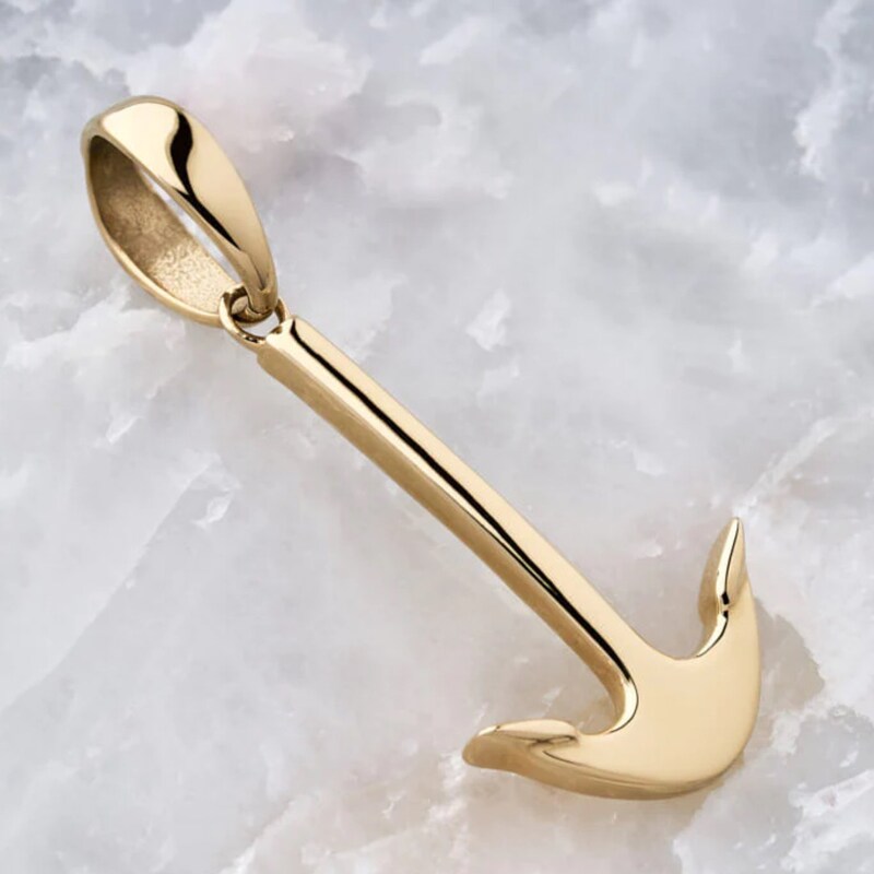 Gold Anchor Pendant - Etsy
