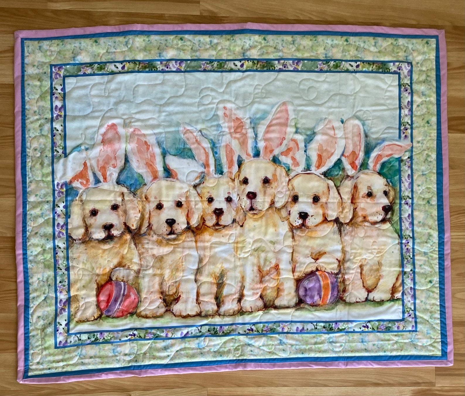 Easter Wall Hanging, Puppy Quilt, Puppies, Dog Quilt, Puppy Blanket ...