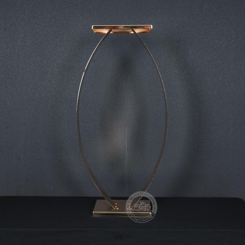 Set of 2 – 32” Tall Gold Curved Flower Stand | Stainless Steel Mirror ...