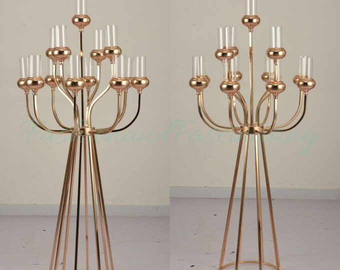 Vintage Brass Candelabra Villy Candle Holder Five Candles Glass Crystal ...