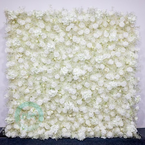 8x8ft White Gypsophila Roll-up Display | Portable 5D Luxury Botanical ...