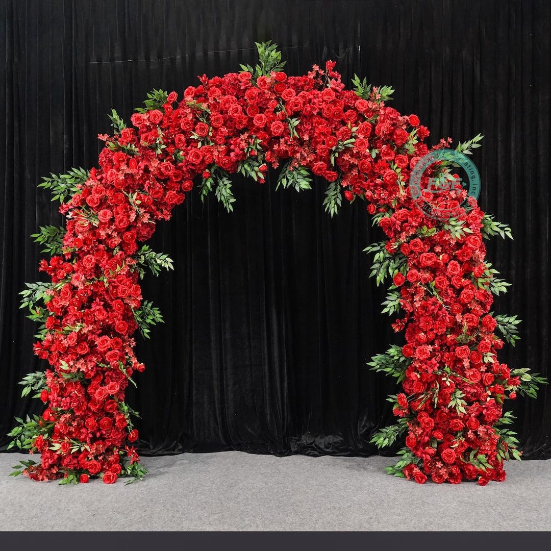 PRE ORDER 8.538.53ft Foam Base Backing Artificial Red Flower Arch ...