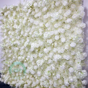 8x8ft White Gypsophila Roll-up Display | Portable 5D Luxury Botanical ...