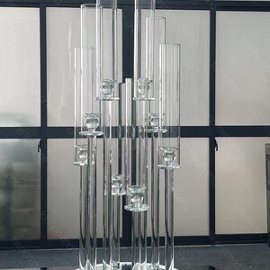 Crystal Glass 8-arm Candelabra – 36 Inch Tall Wedding Centerpiece ...