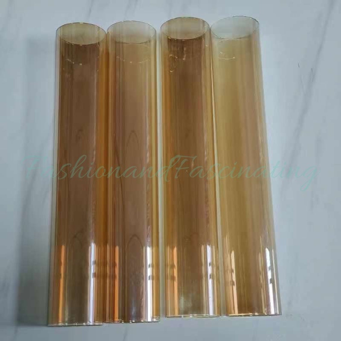 10 Pack | 13.8″ Tall Gold Crystal Glass Shade,champagne Gold Cylinder ...