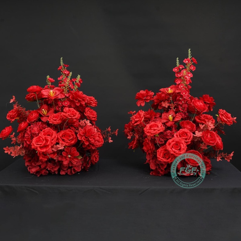 17.7″ Red Artificial Silk Flower Ball Centerpieces | Set of 2 Wedding ...