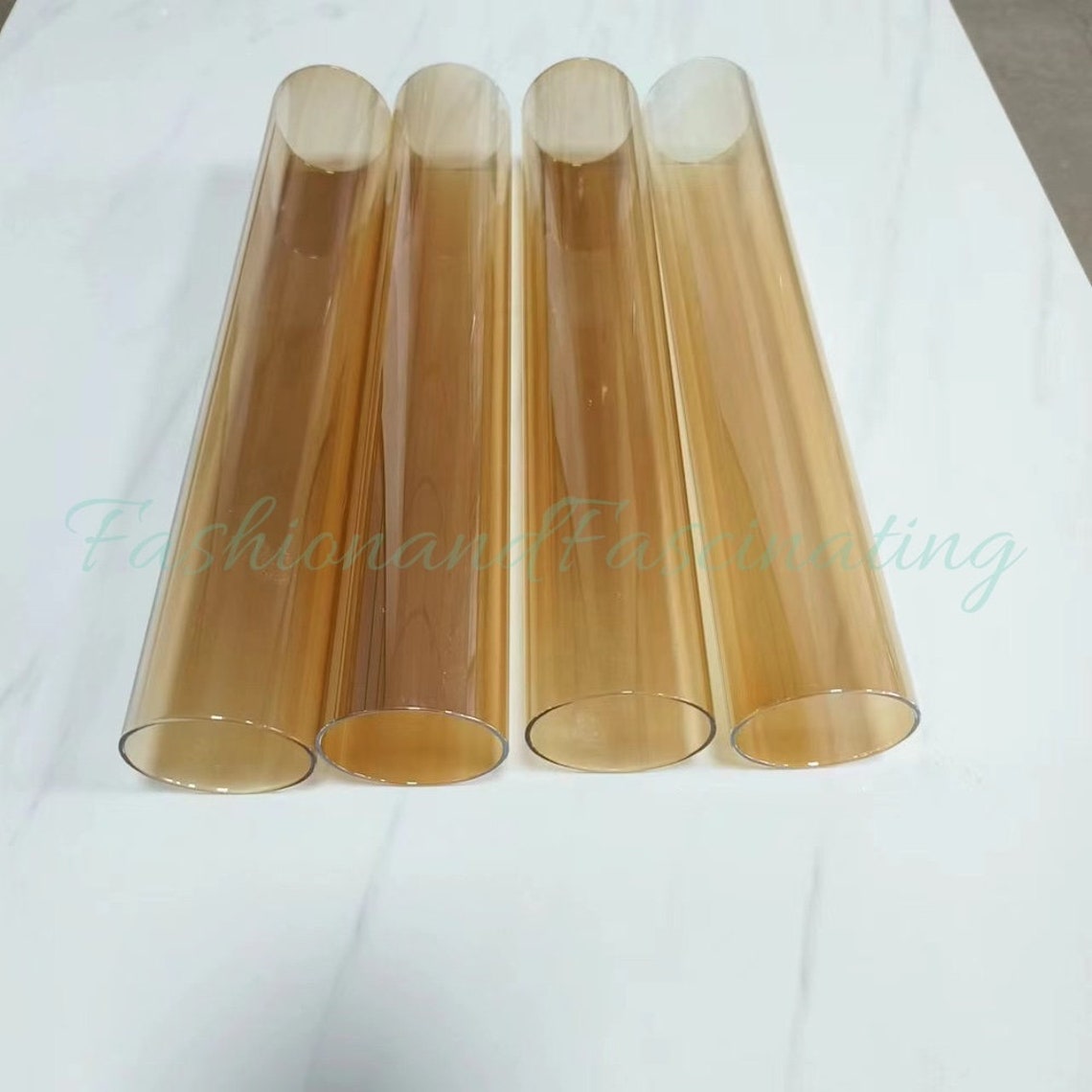 10 Pack | 13.8″ Tall Gold Crystal Glass Shade,champagne Gold Cylinder ...