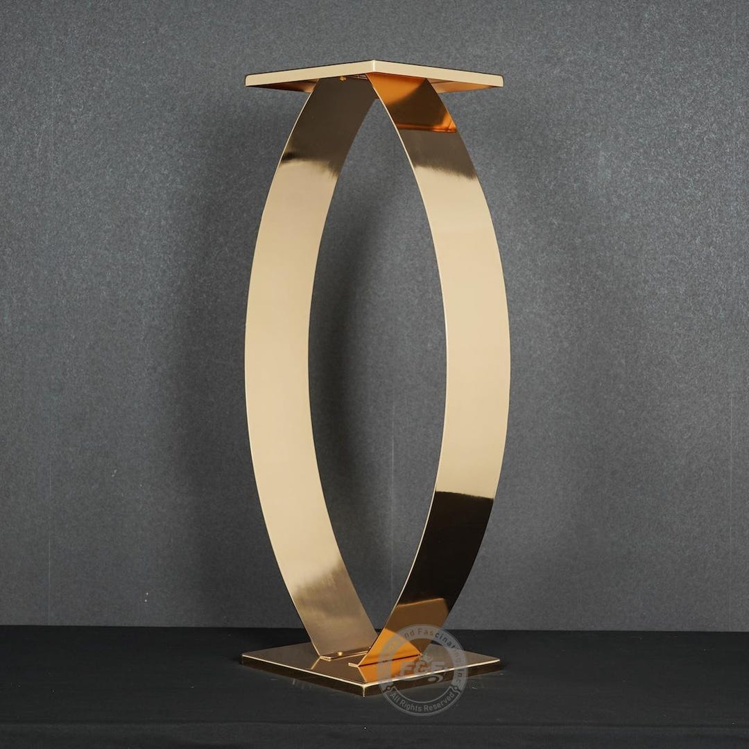 SET OF 2 | 32 ” Tall Curved Design Stainless Steel Gold Mirror Finished ...