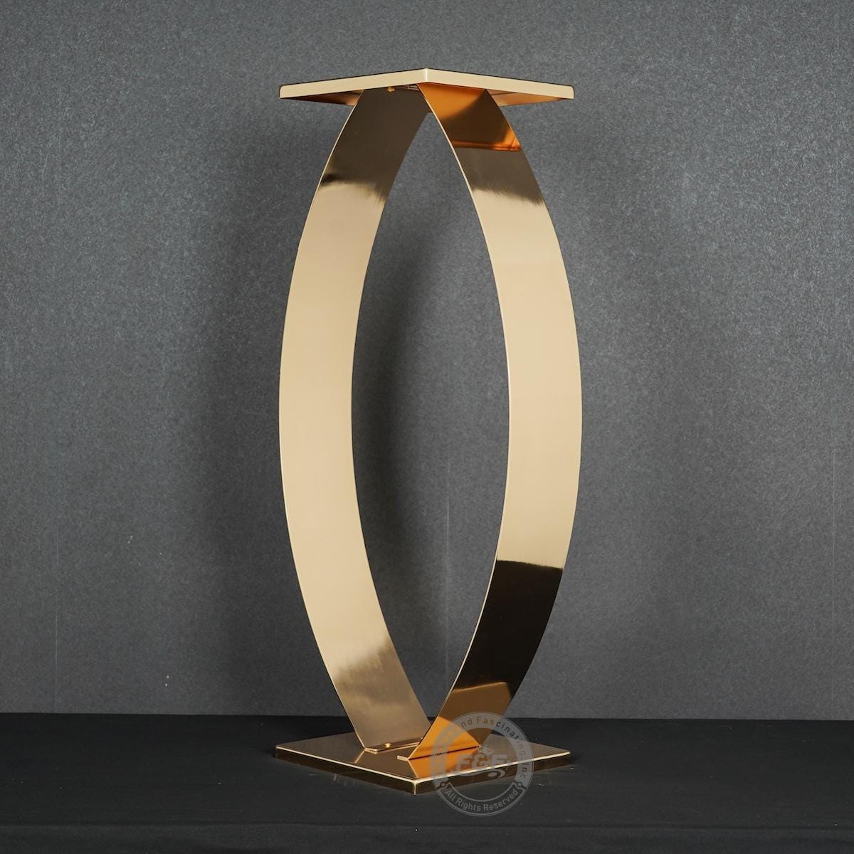 Set of 2 – 32” Tall Gold Curved Flower Stand | Stainless Steel Mirror ...