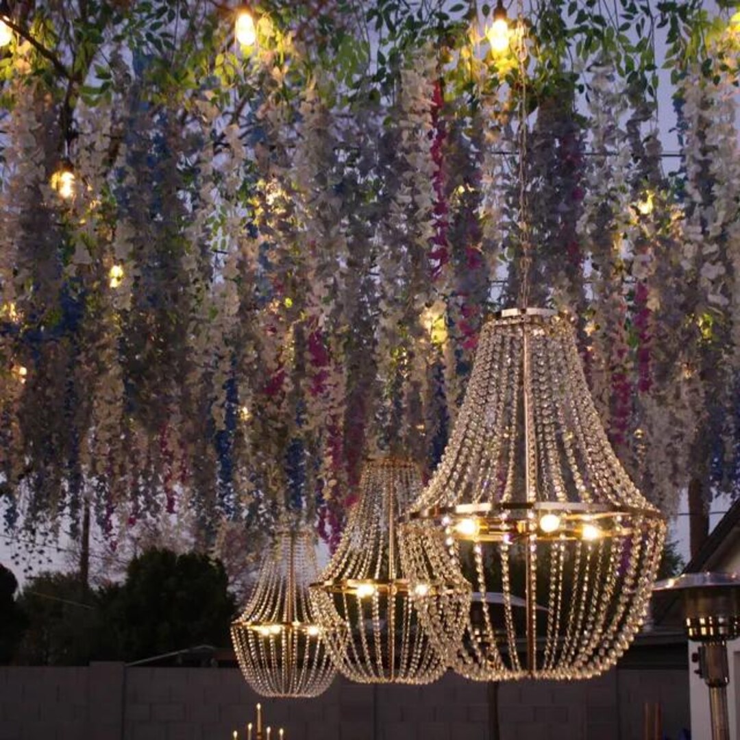 US Seller!crystal Clear Beaded Wedding Chandelier With Adjustable Heavy ...