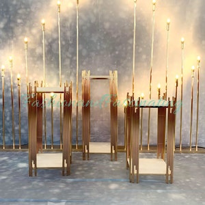 Set of 2 10-head Golden Reed Led Lights,led Stand,wedding Stand - Etsy