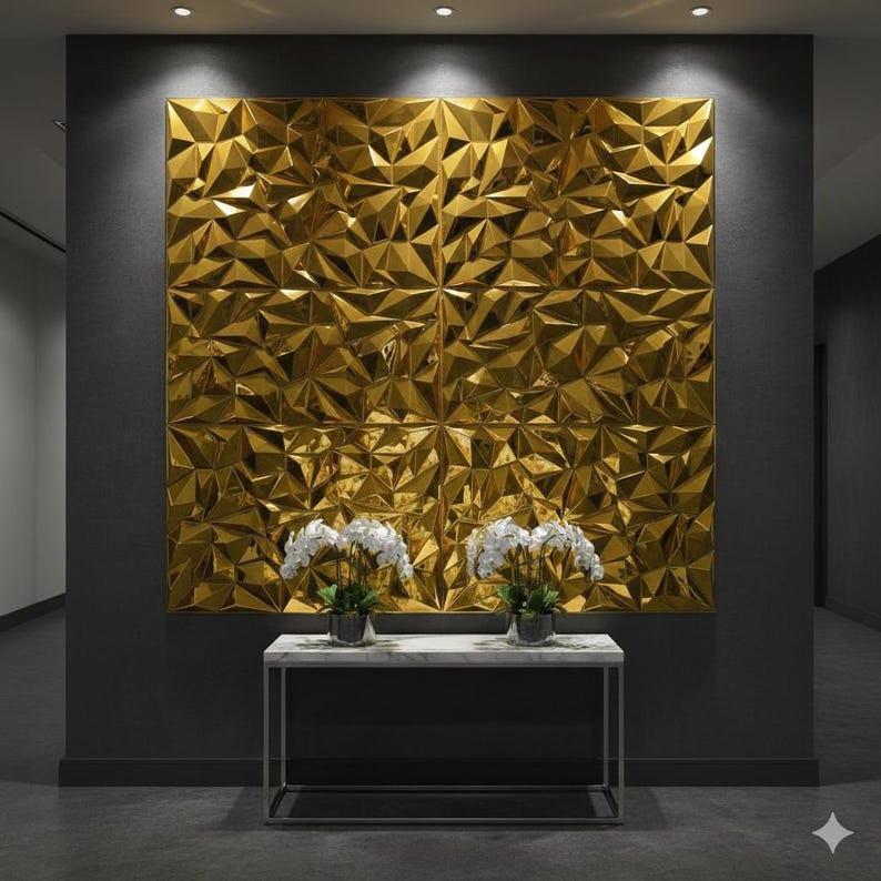 8ftx8ft PVC 3D Diamond Wall Panel Set – 25pcs Modular Geometric ...