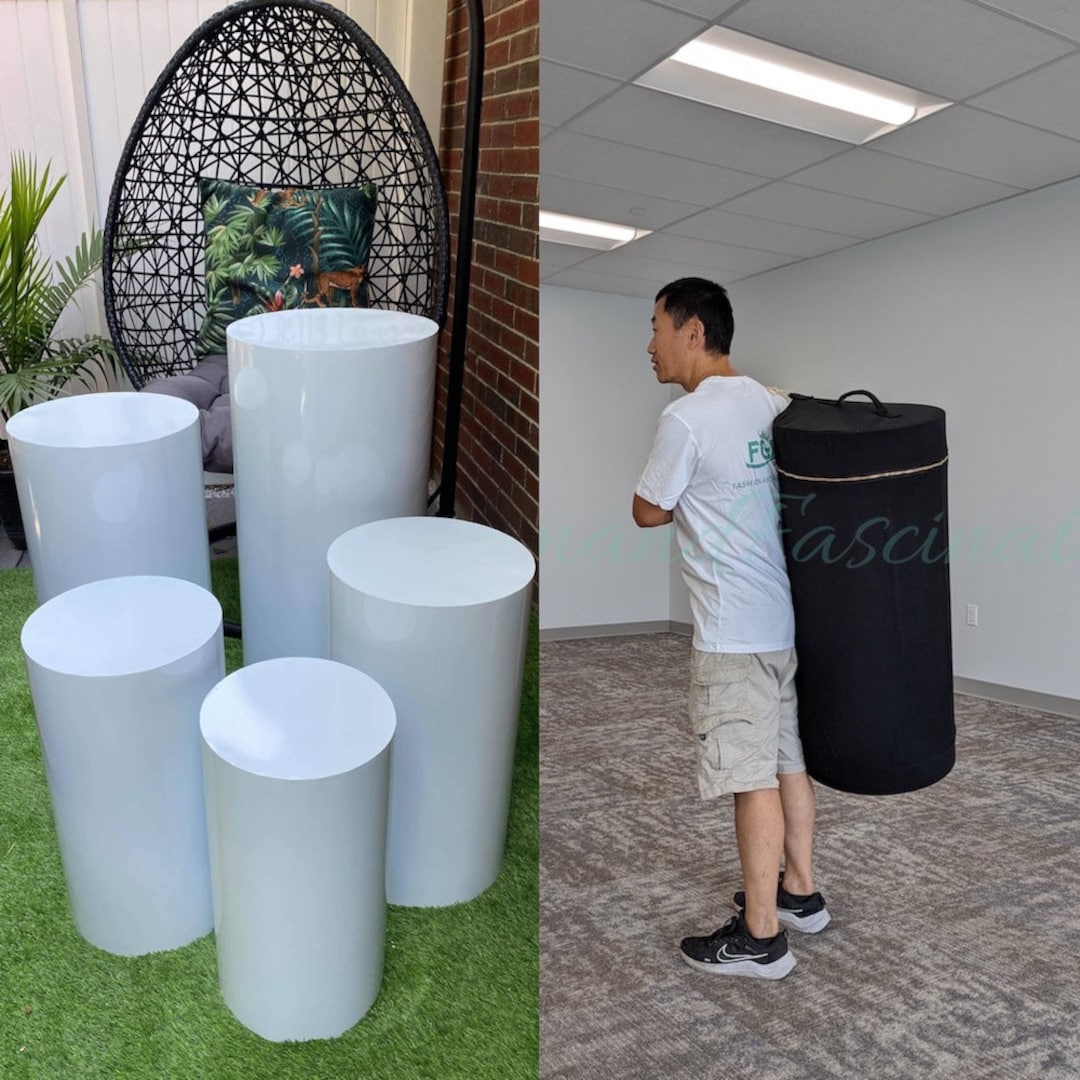5pcs of Metal Cylinder Stands,white Pedestal With Storage Bag - Etsy