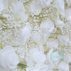 8x8ft White Gypsophila Roll-up Display | Portable 5D Luxury Botanical ...