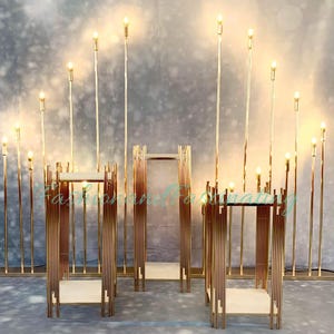 Set of 2 | 10-head Golden Reed Led Lights,led Stand,wedding Stand - Etsy