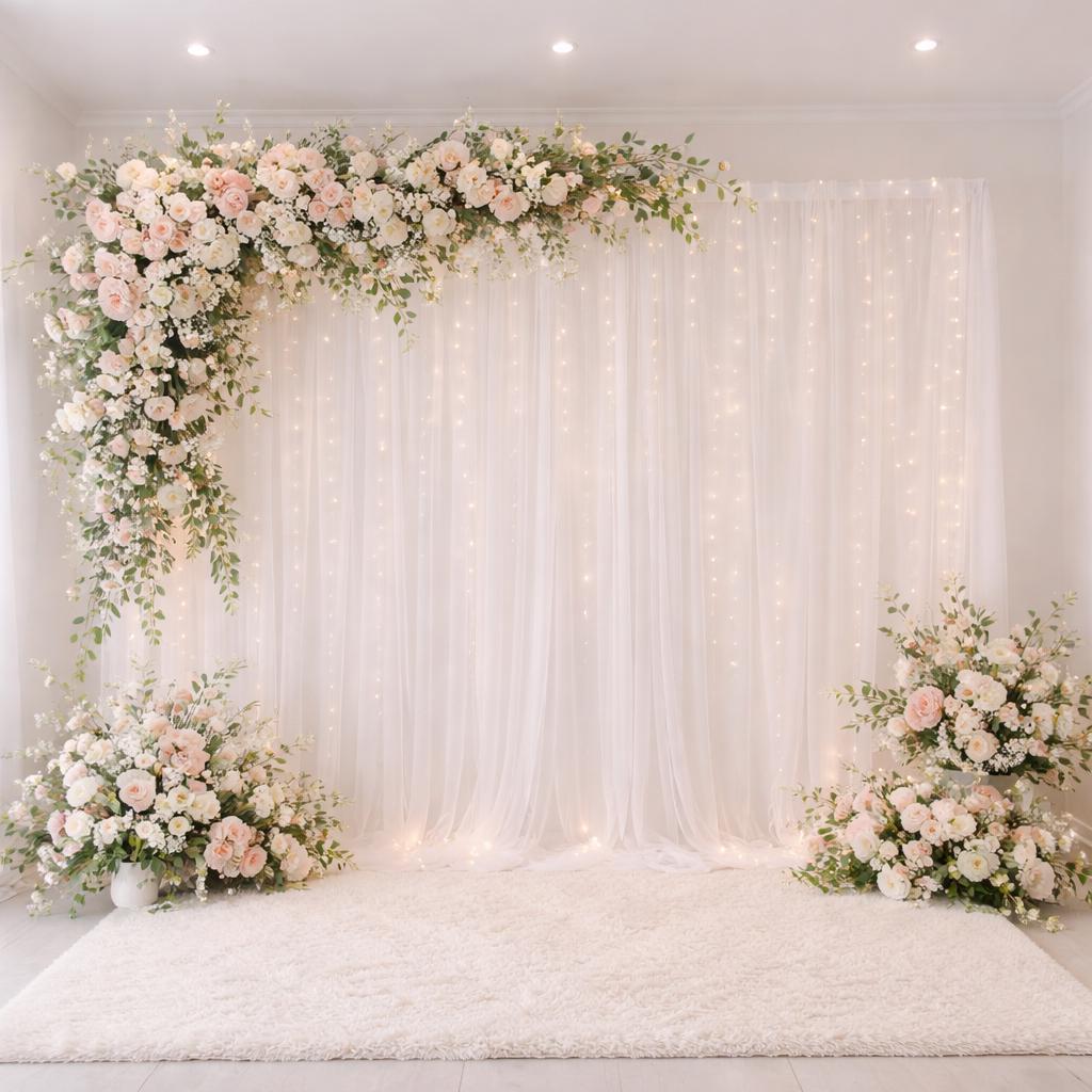 10FT X 10FT Sequin Yarn Backdrop Curtain With Lights, Gold Sequin ...