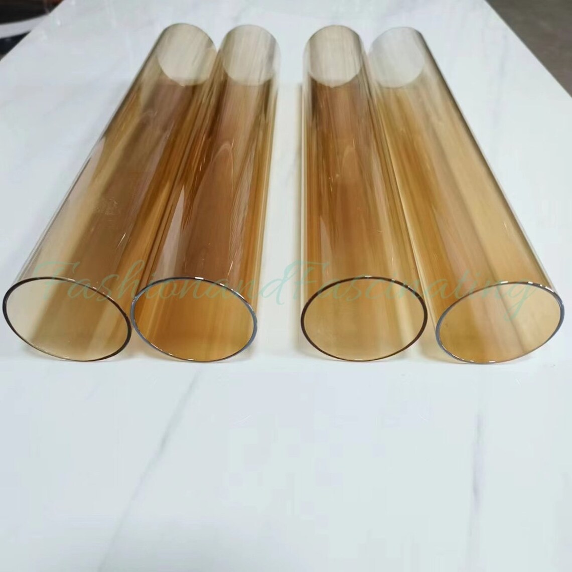 10 Pack | 13.8″ Tall Gold Crystal Glass Shade,champagne Gold Cylinder ...