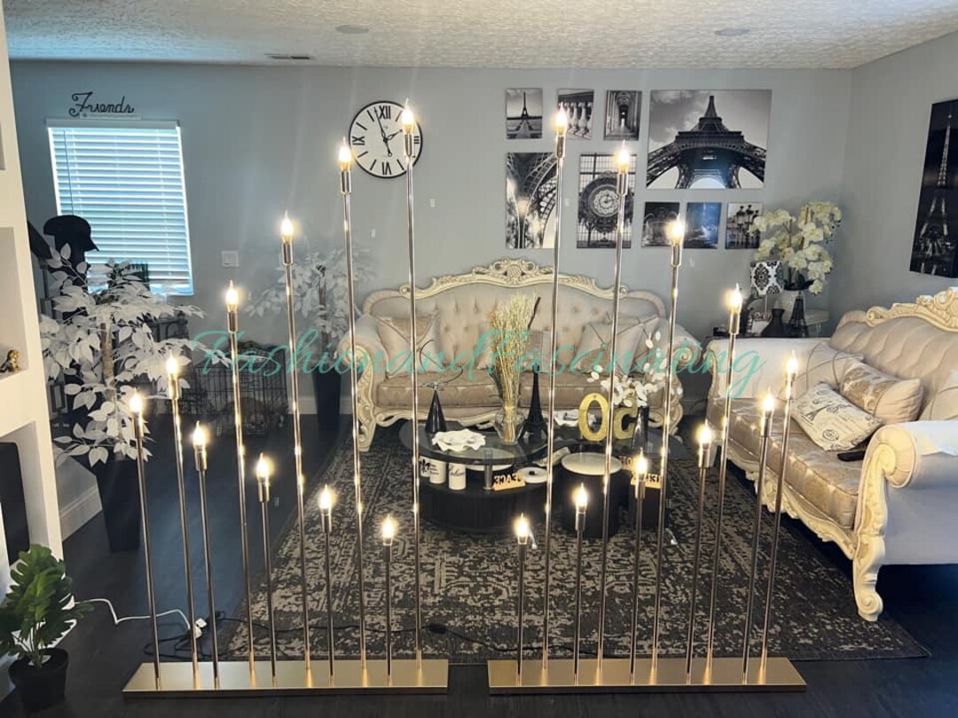 Set of 2 10-head Golden Reed Led Lights,led Stand,wedding Stand - Etsy