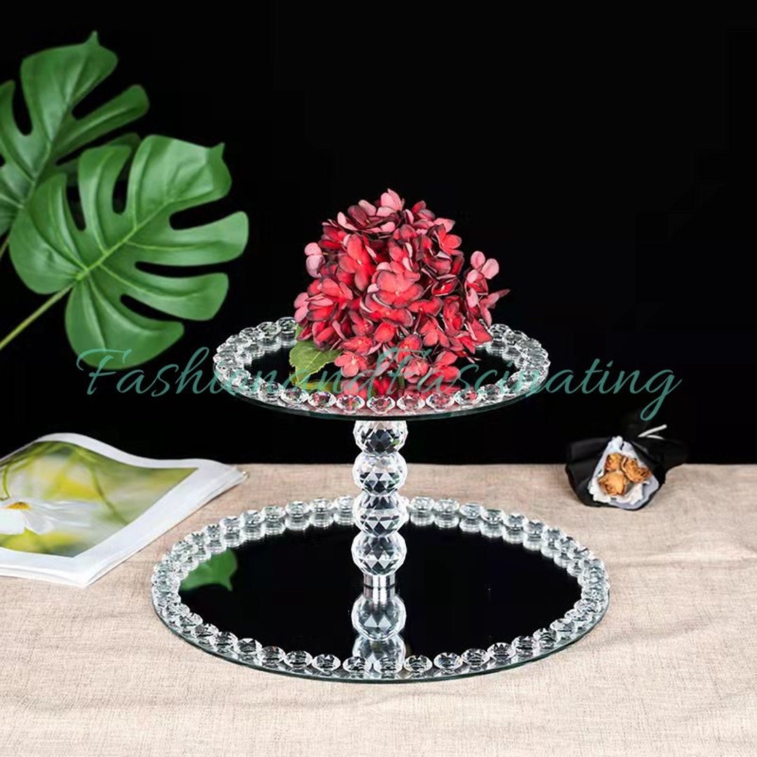 2 Pack | 2-tier Mirror Glass Cake Stand Dessert Cupcake Stand,table ...