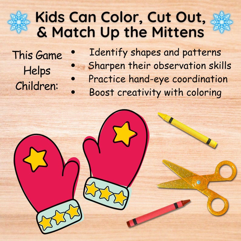 Mitten Match, Winter Preschool Printable, Toddler Activity, Matching ...