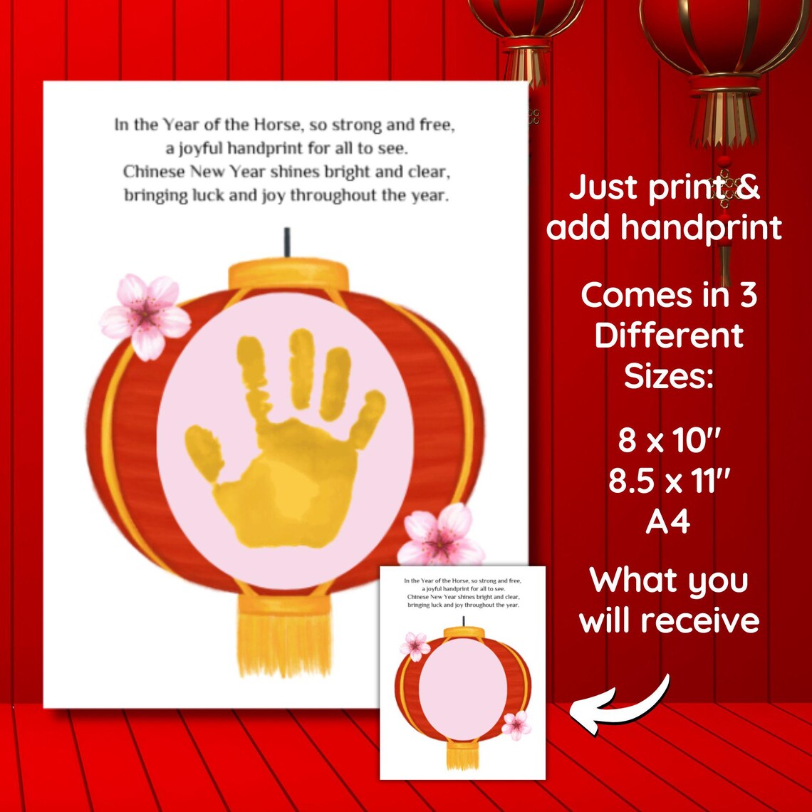 Chinese New Year Lantern Handprint Art, Preschool Craft, Toddler Craft ...