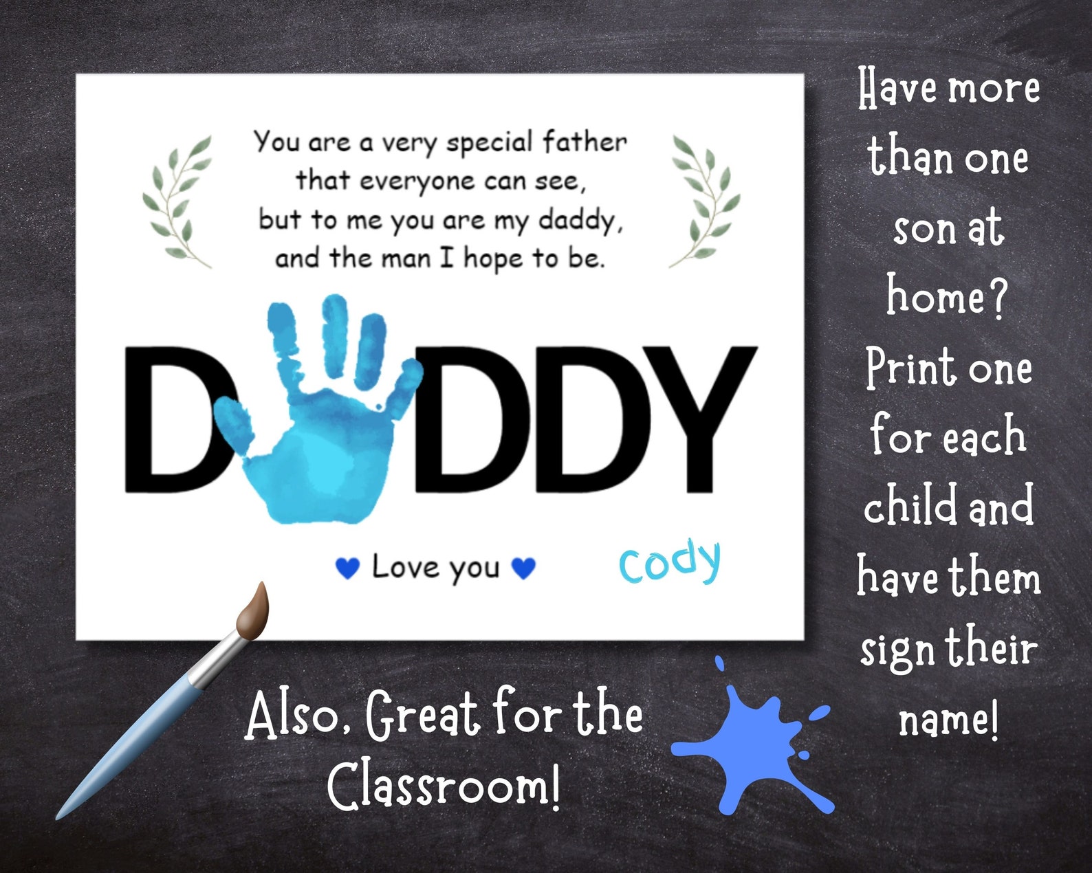 Father's Day Printable, Fathers Day Poem, Handprint Printable, Baby ...