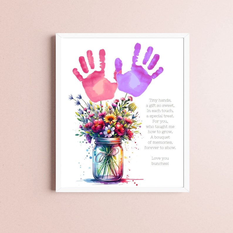 Mothers Day Handprint Art, Handprint Bouquet, Handprint Flowers Toddler ...