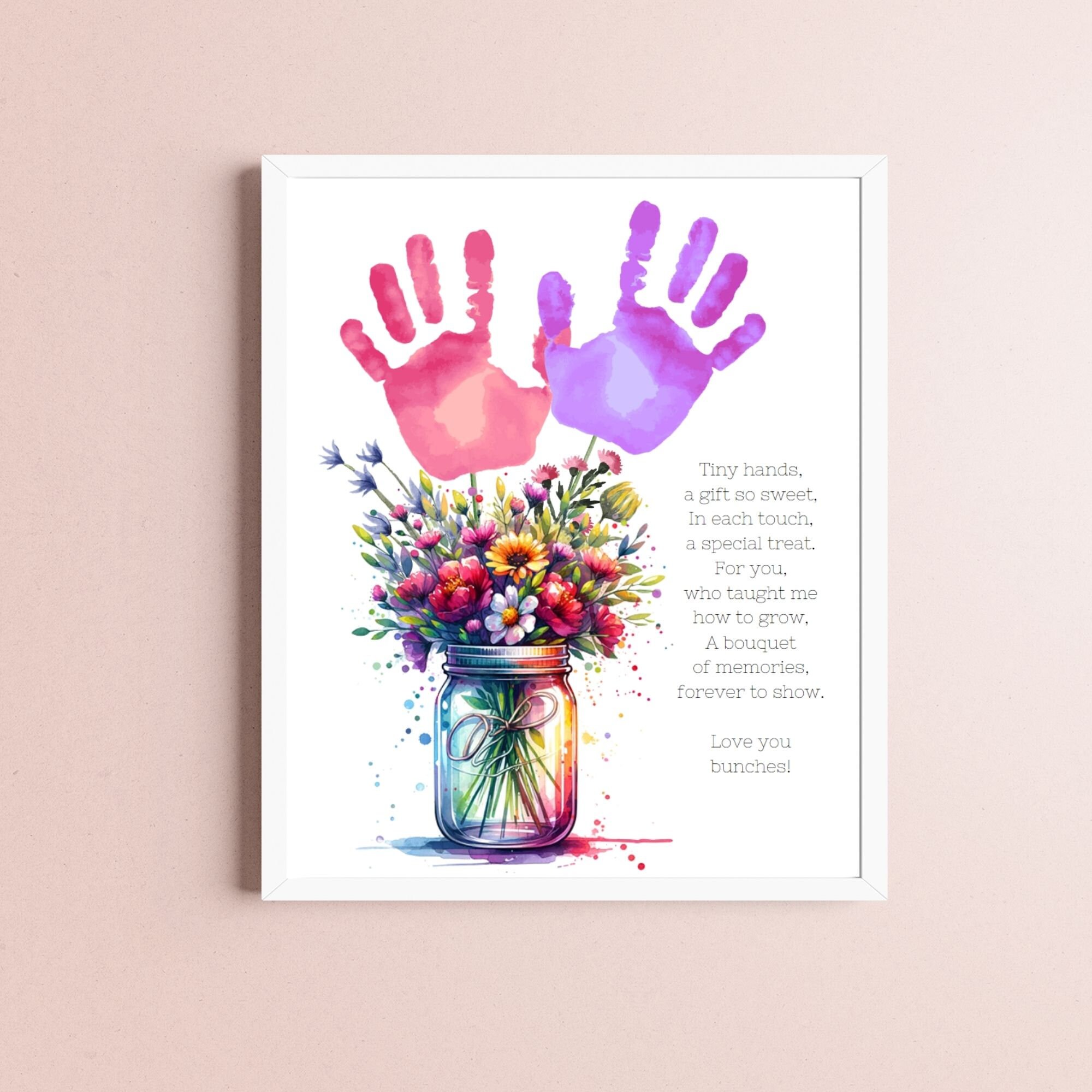 Mothers Day Handprint Art, Handprint Bouquet, Handprint Flowers Toddler ...