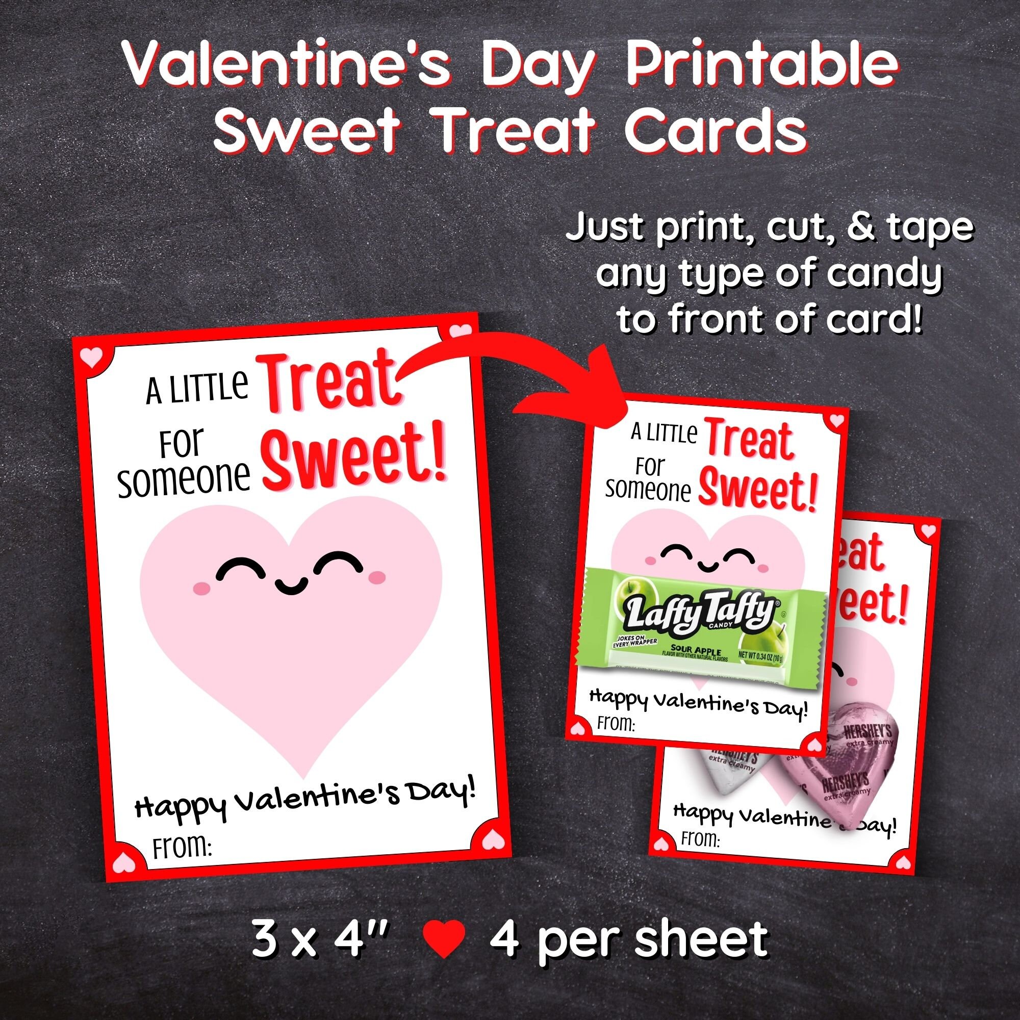 Printable Valentines Day Cards for Kids, Classroom Valentines Treat ...