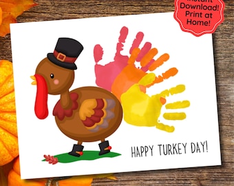 Turkey Handprint Craft, Thanksgiving Craft for Kids, Fall Art Activity ...