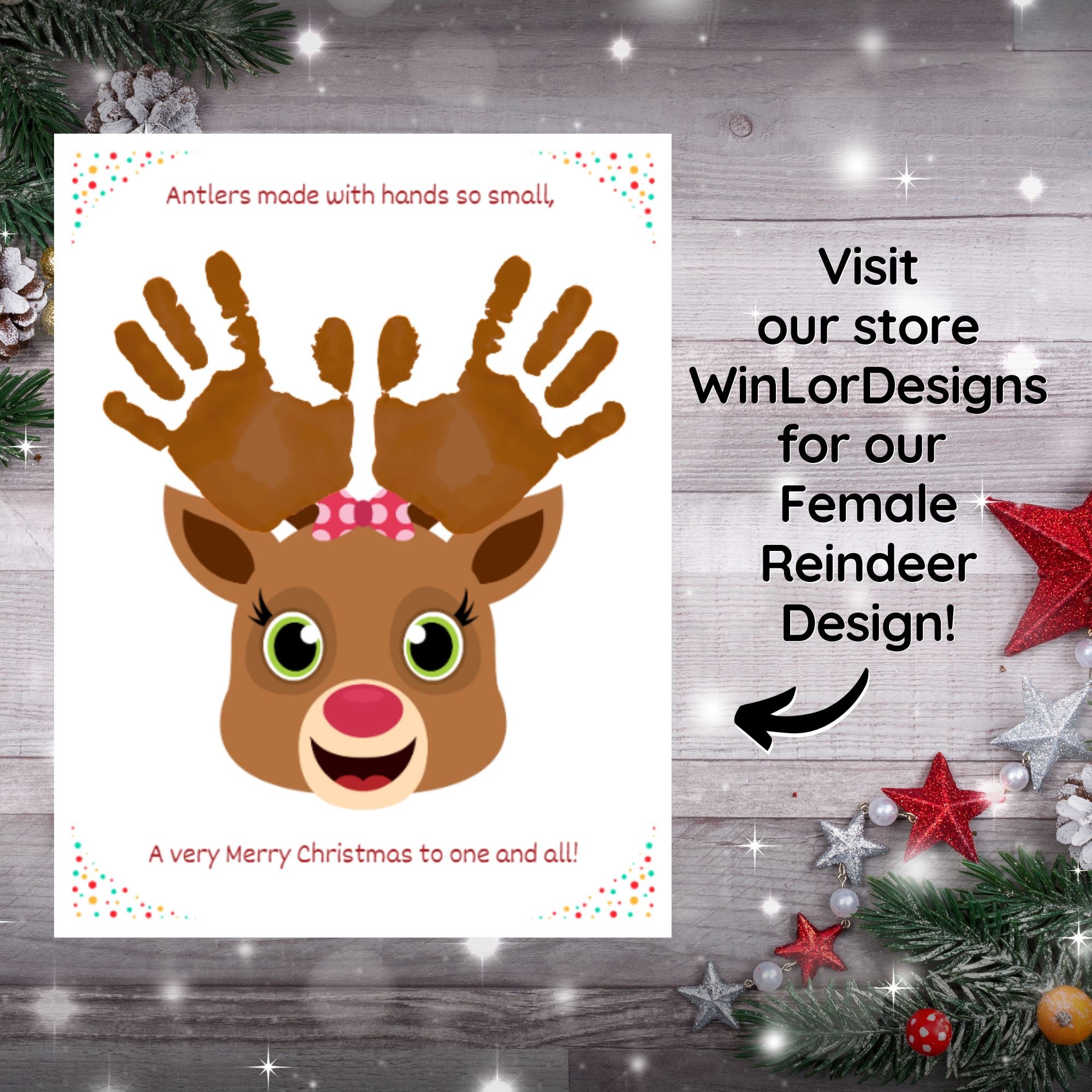 Christmas Handprint Art, Reindeer Handprint Craft Daycare Activity ...