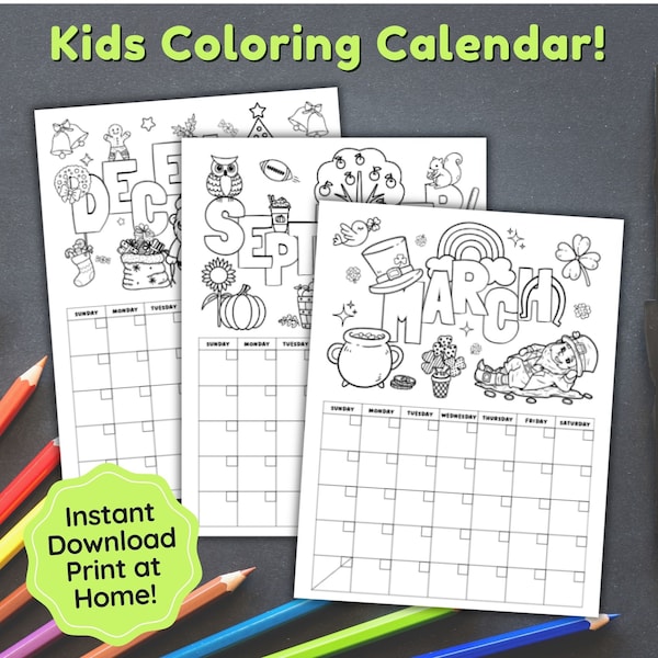 Printable Calendar for Kids - Etsy
