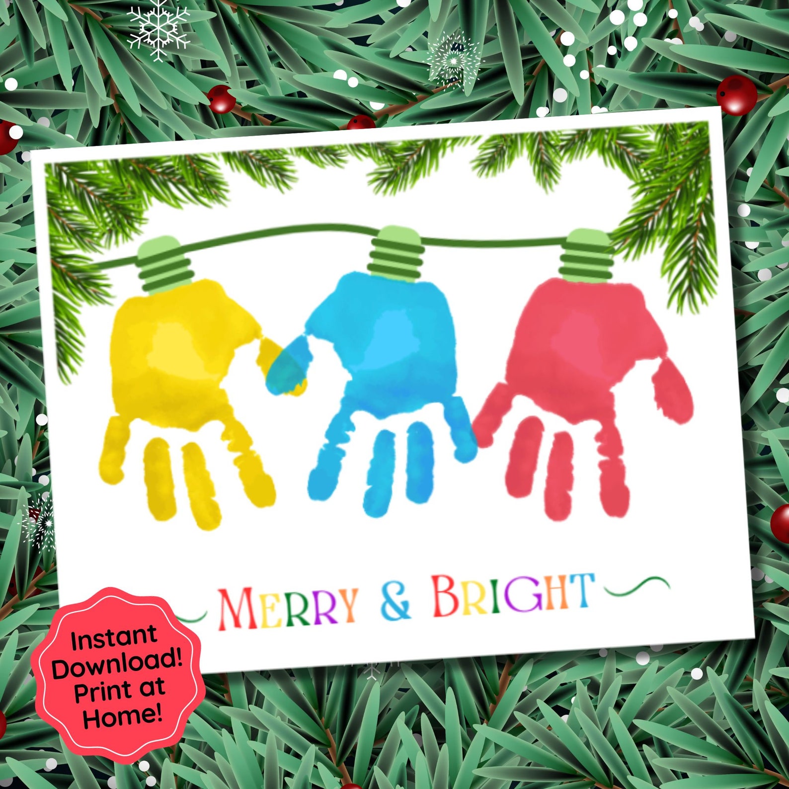 Christmas Handprint Art, Christmas Lights Craft, Holiday Lights ...