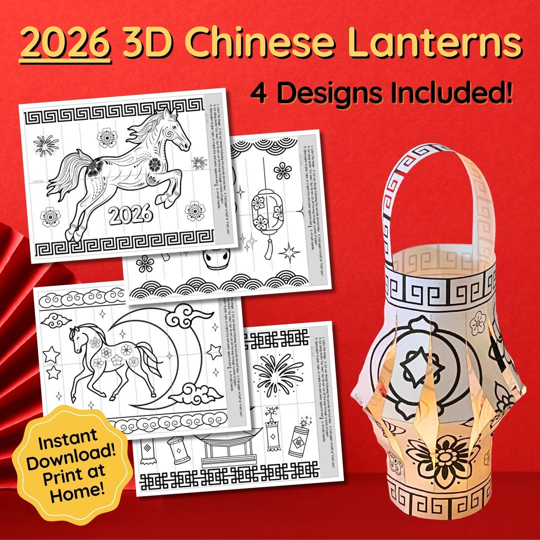 Chinese New Year Lanterns Printable 3D Paper Lanterns, Year of the ...