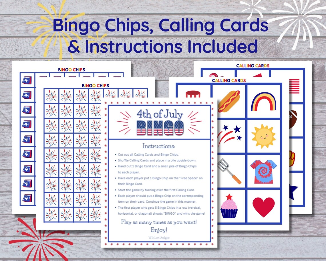 4th of July Printable Bingo, Fourth of July Bingo, July 4th Printable ...