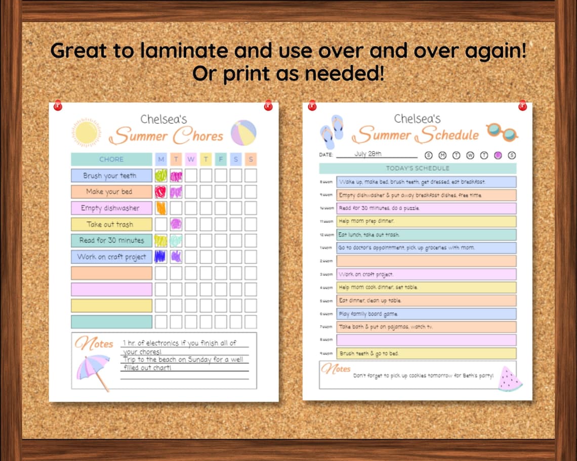 Kids Daily Schedule, Summer Chore Chart, Daily Routine for Kids, Daily ...