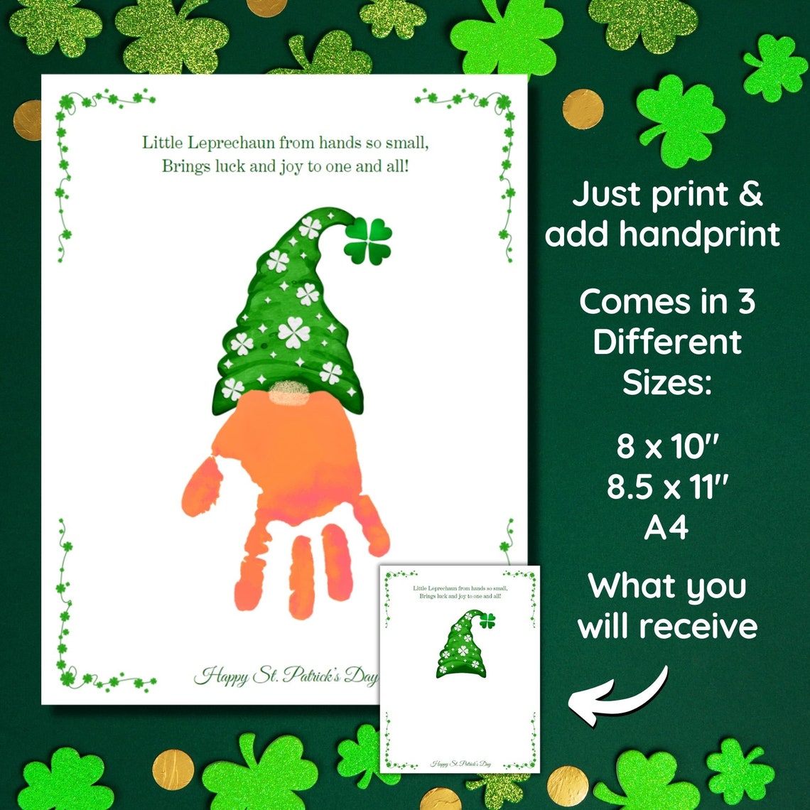 St Patricks Day Handprint Art Craft for Kids, Toddler Activity, Daycare ...