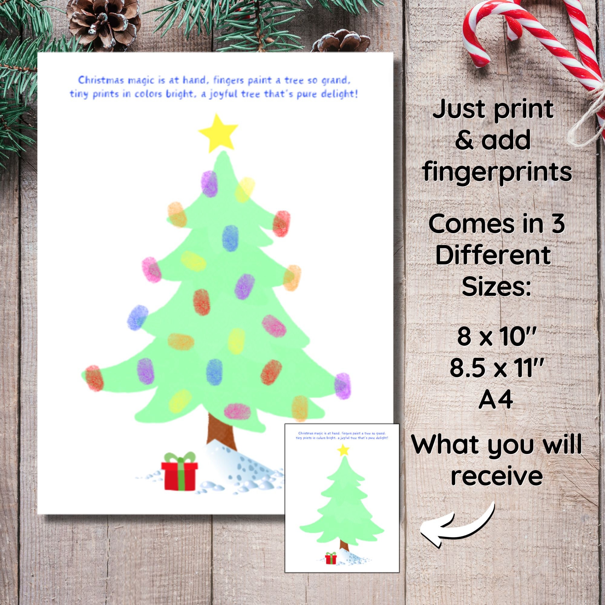 Christmas Fingerprint Art, Fingerprint Tree Activity for Toddlers ...