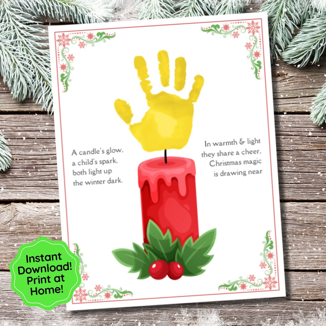 Christmas Handprint Art, Christmas Candle Craft, Christmas Poem ...