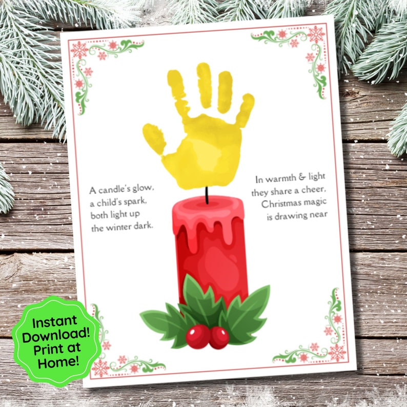 Christmas Handprint Art, Christmas Candle Craft, Christmas Poem ...