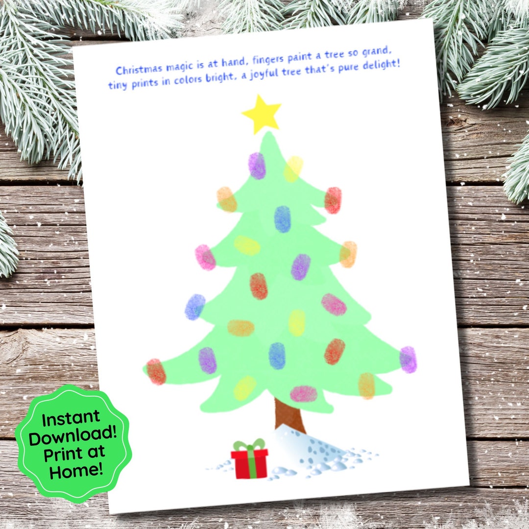 Christmas Fingerprint Art, Fingerprint Tree Activity for Toddlers ...